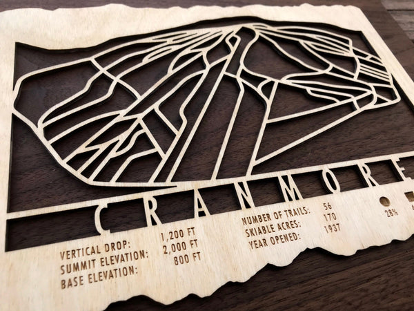 Cranmore Ski Trail Map - Wood Ski Decor - Mountaincut